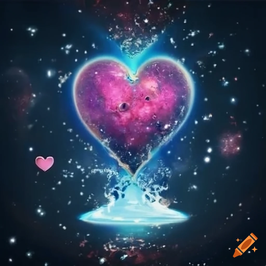 Space-themed heart with the words 'you mean the world to me' on Craiyon