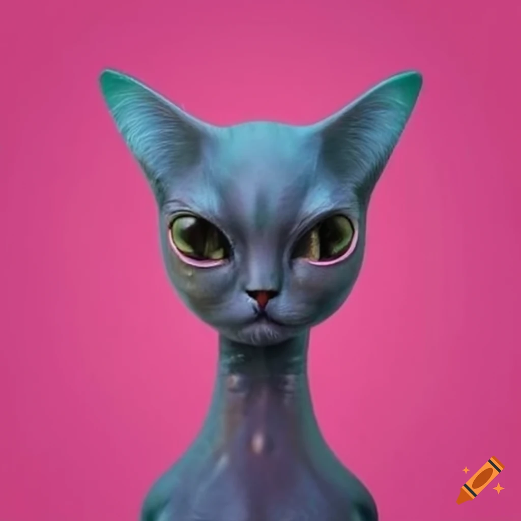 Abstract art of an alien cat with flower-shaped head on Craiyon