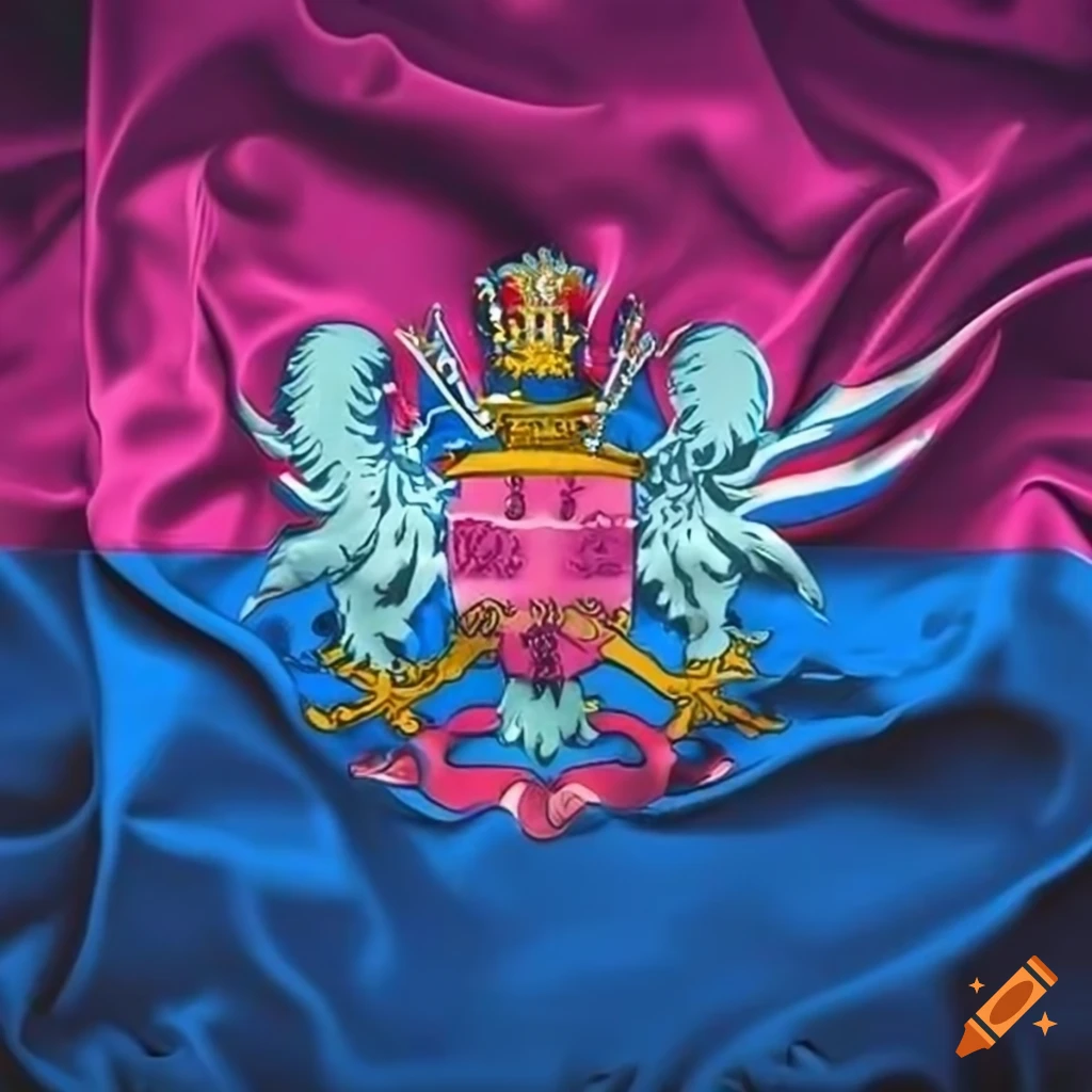 Coat of arms of united kingdom flag with blue and pink colors