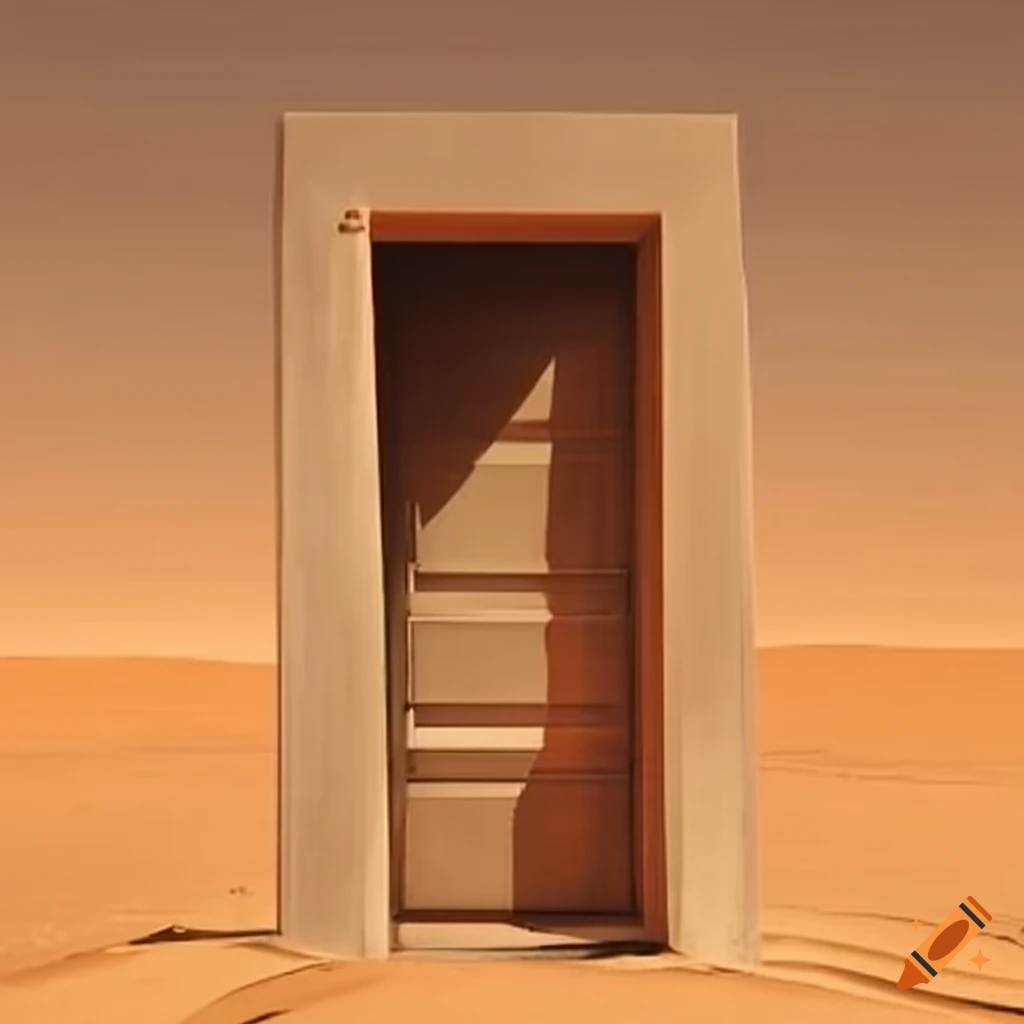 Desert door standing alone in the desert