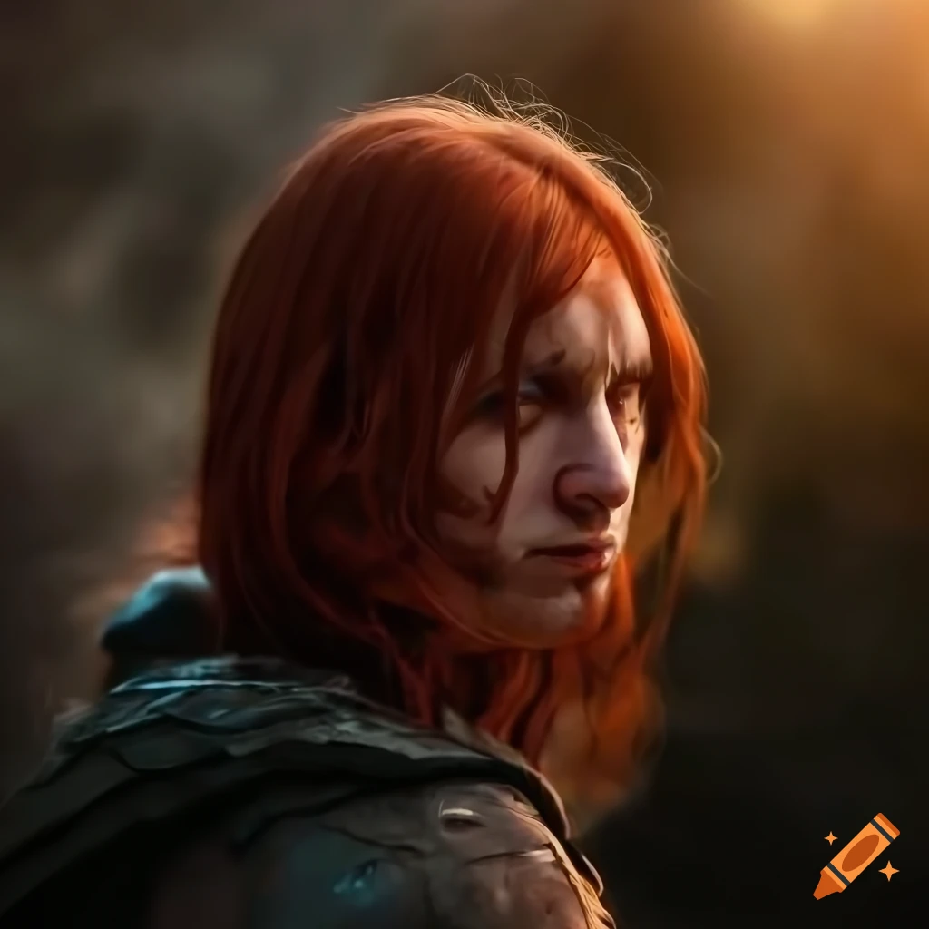 Portrait of a young male archer with red hair