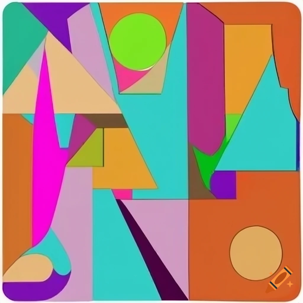 Abstract composition of colorful geometric shapes