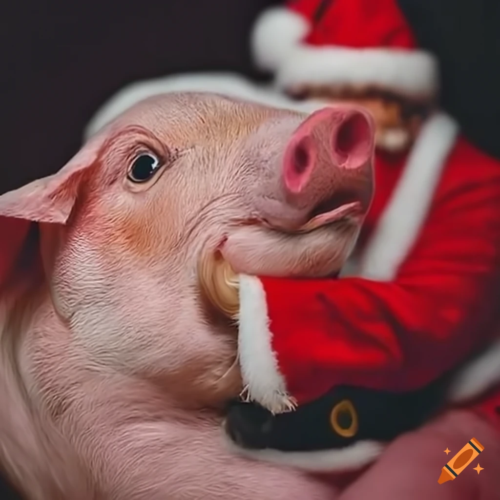 Funny image of santa claus riding a pig on Craiyon