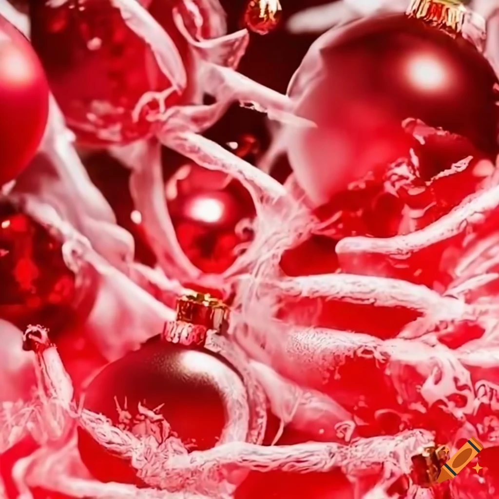 Christmas baubles falling in misty atmosphere on Craiyon