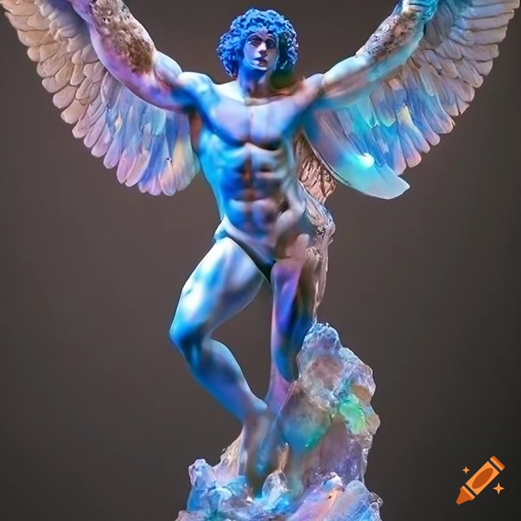 Intricately sculpted marble figures in vivid colors on Craiyon