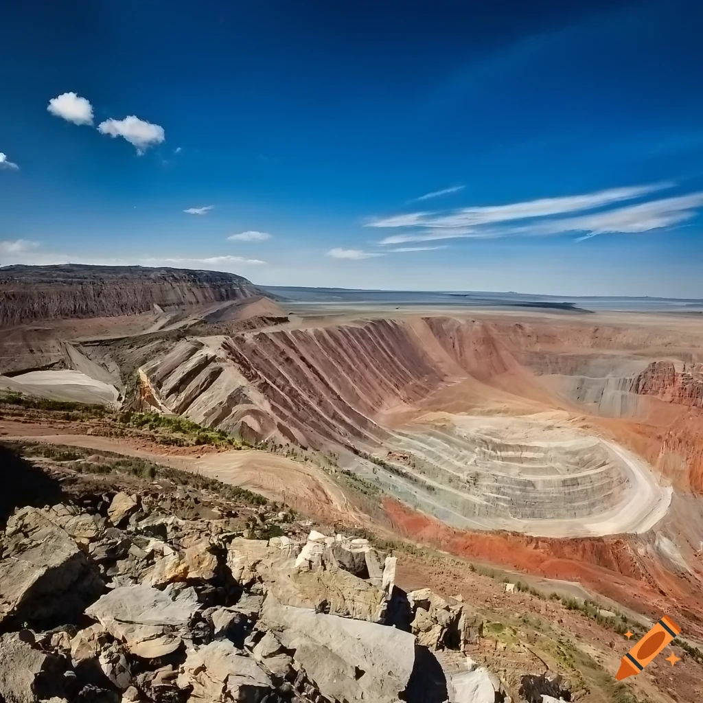 Dramatic low angle view of a mining project