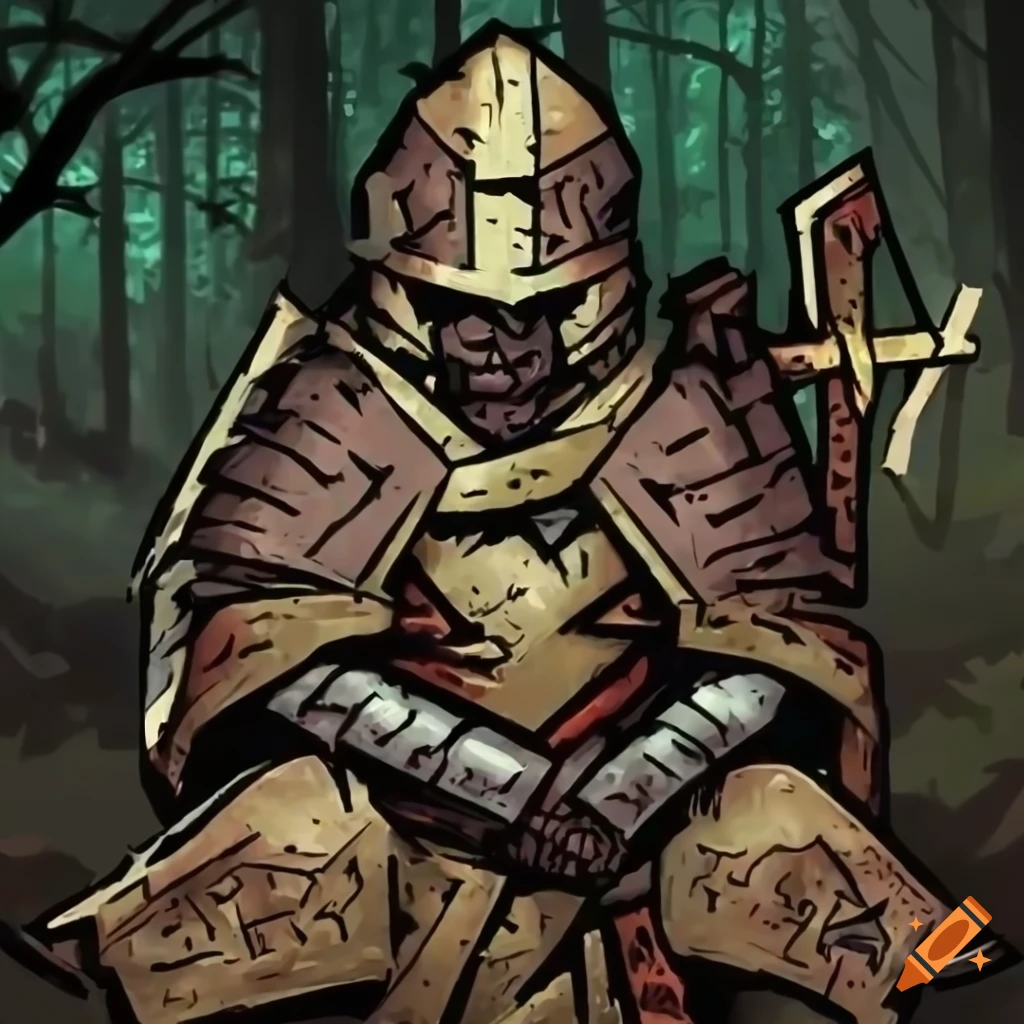 Dark fantasy artwork of a priest in full plate armor with a cross