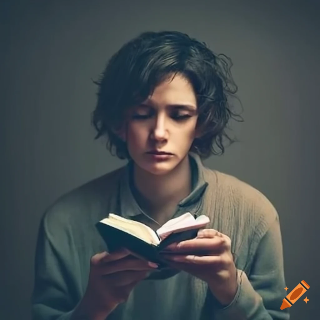 Image of a man lost in thought while writing poetry