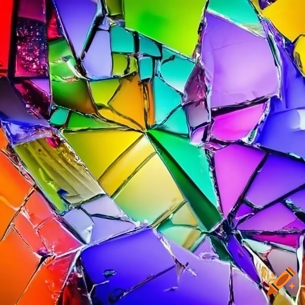 Colorful shattered glass art