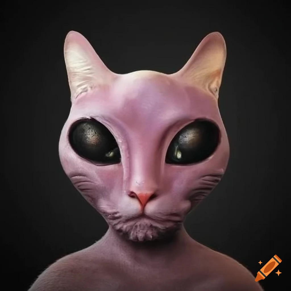 Artistic representation of an alien cat with a flower-shaped head