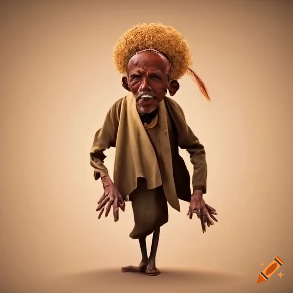 Ethiopian old man dancing with donald trump