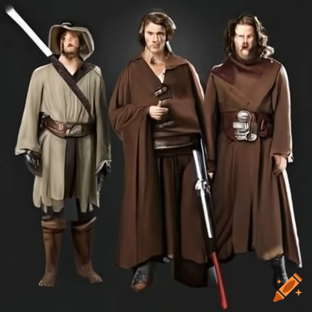 Artistic depiction of the three musketeers as jedi on Craiyon