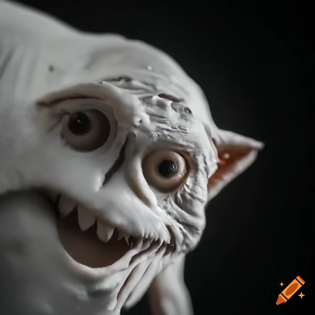 Digital art of a goblin creature covered in substance on Craiyon