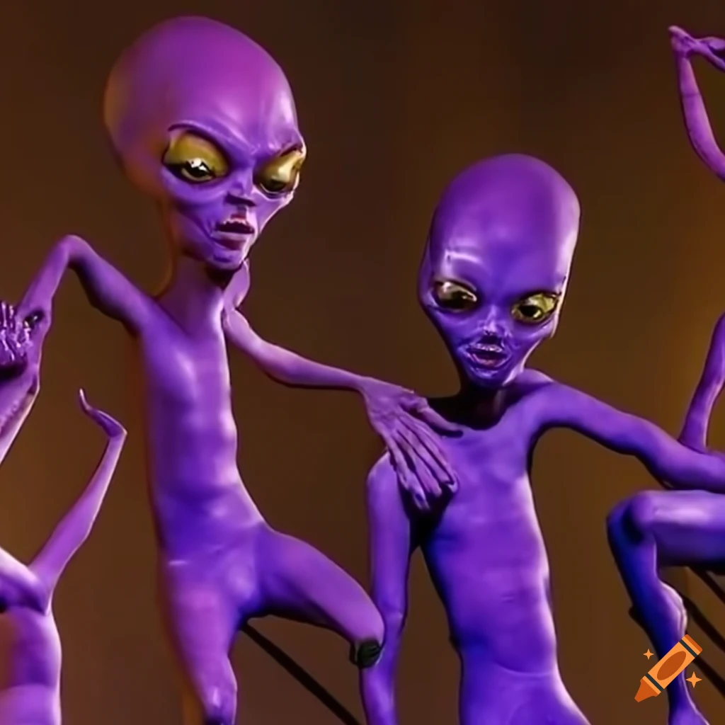 Cartoon aliens dancing on Craiyon