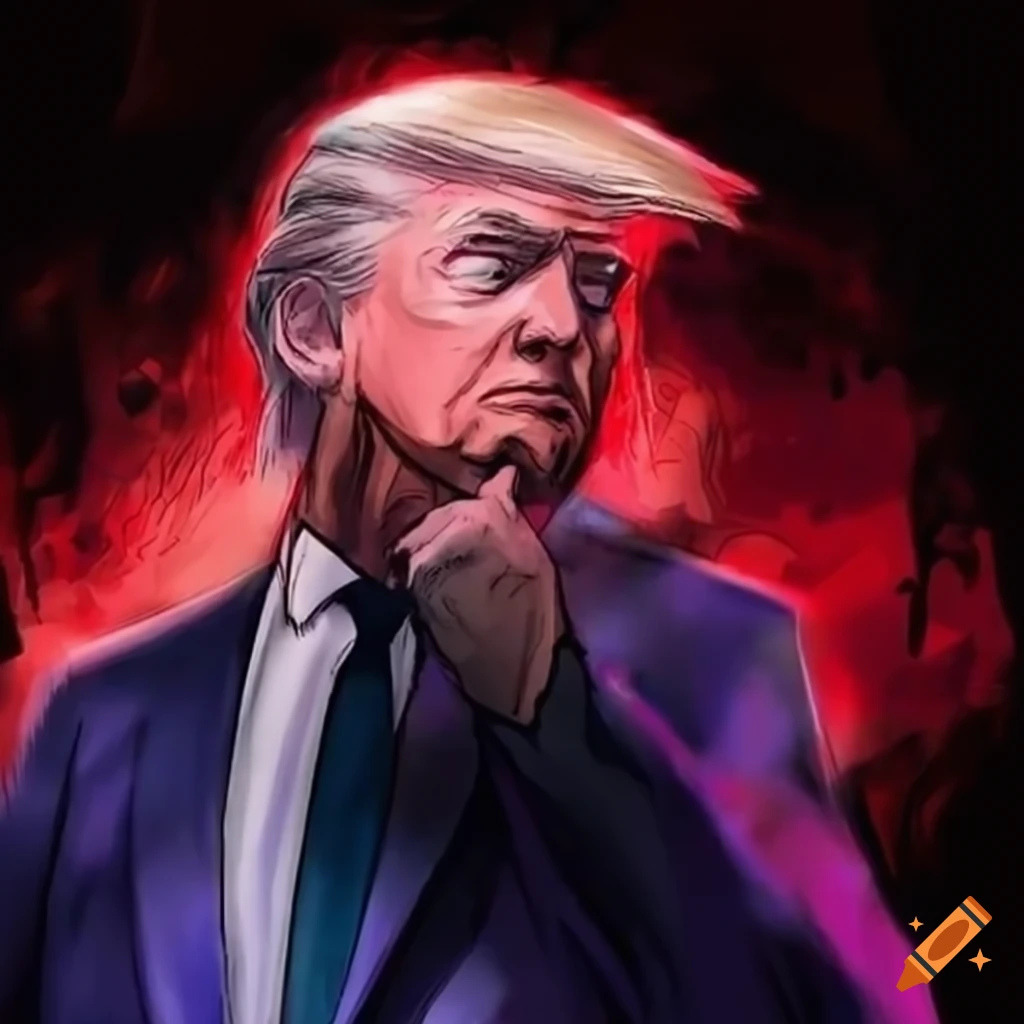 Trump comic illustration with superpowers