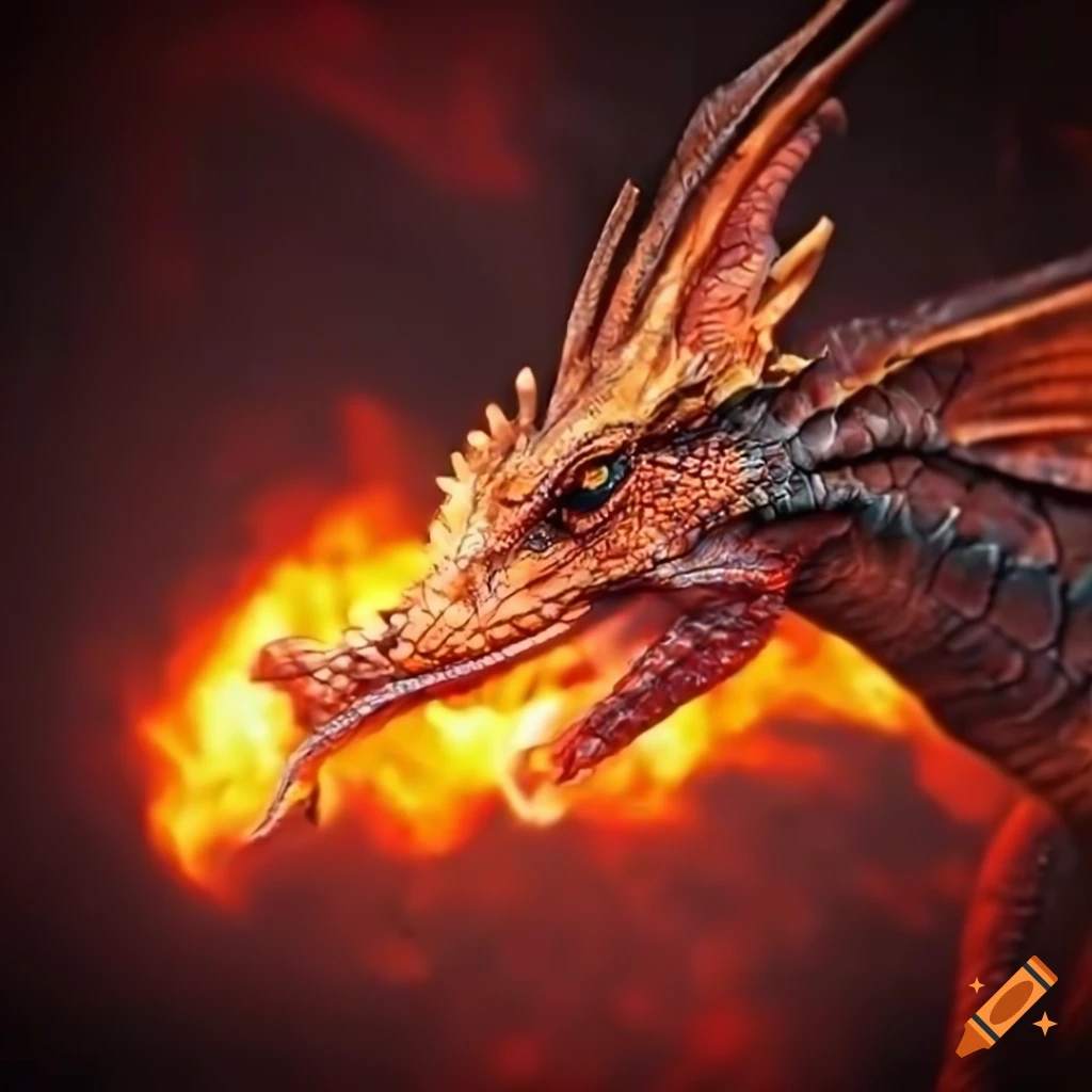 Fire breathing dragon in high definition on Craiyon