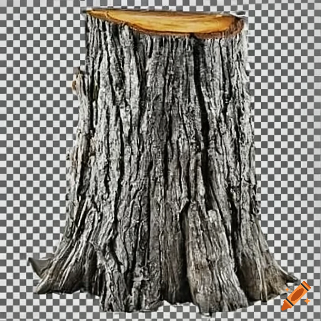 Transparent background image of a vertical tree stump on Craiyon