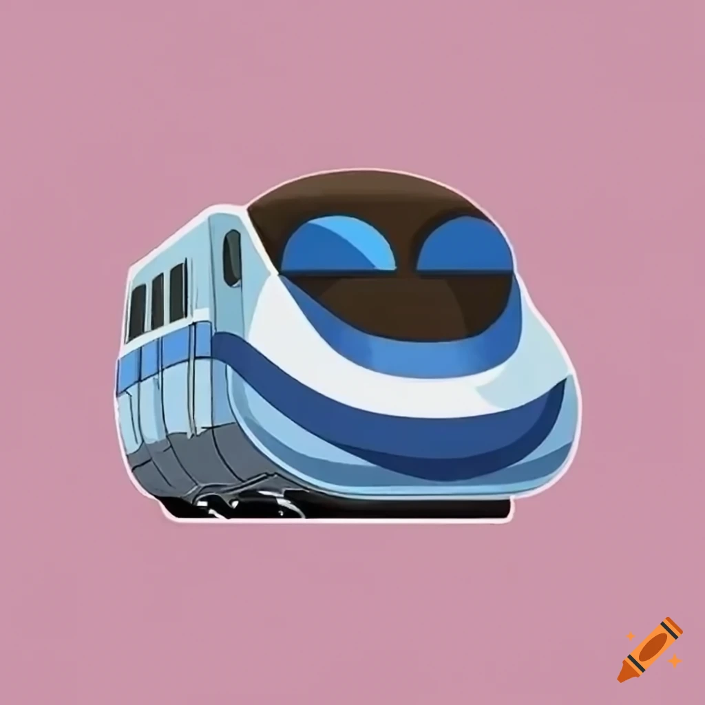Cartoon illustration of a bullet train on Craiyon