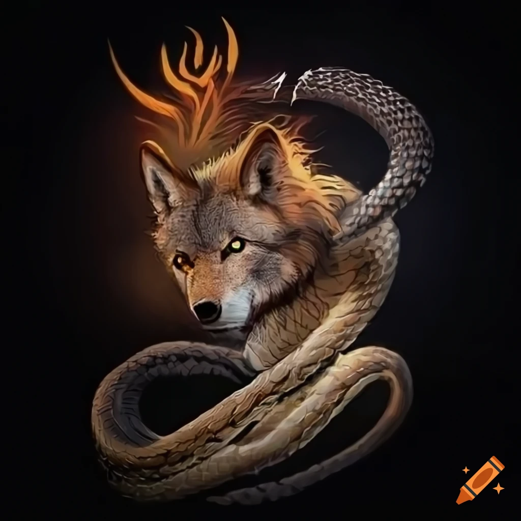 Wolf and snake together on Craiyon