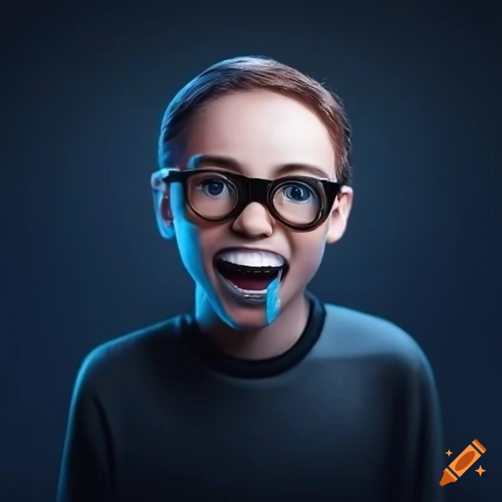 Hyperrealistic artwork of a nerd emoji