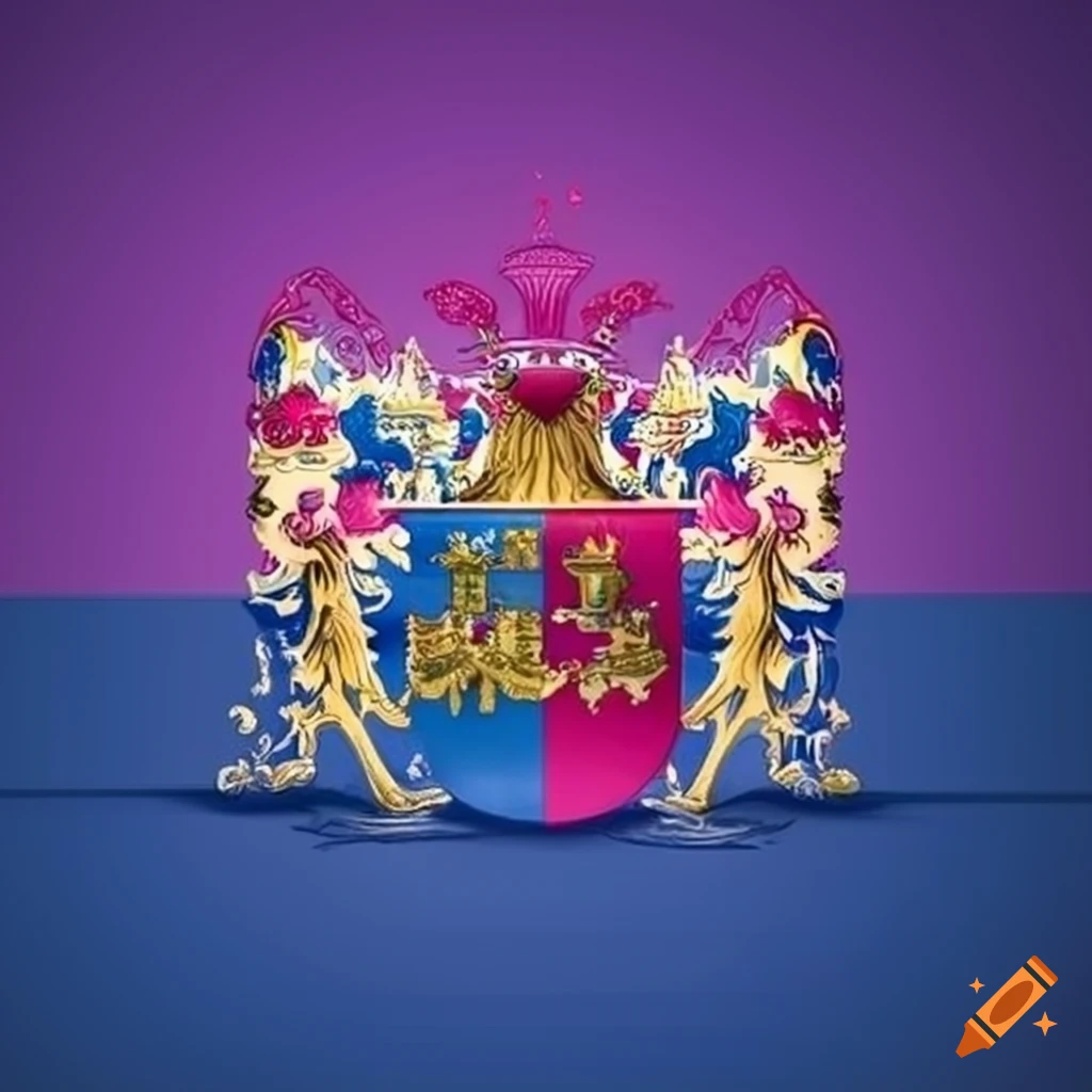 Coat of arms of united kingdom flag with blue and pink colors