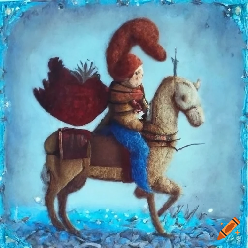 Needle felt artwork of a medieval christmas scene