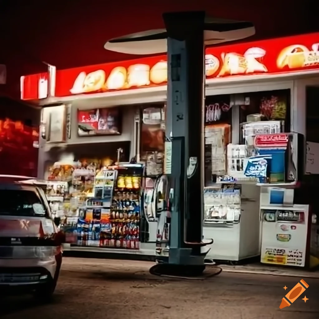 Convenience store inside a gas station on Craiyon