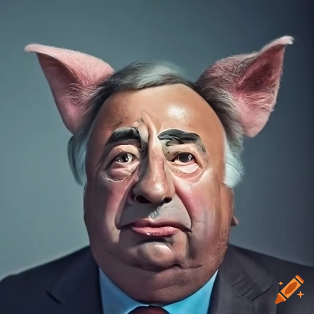 Gérard larcher with a pig mask and ears on Craiyon