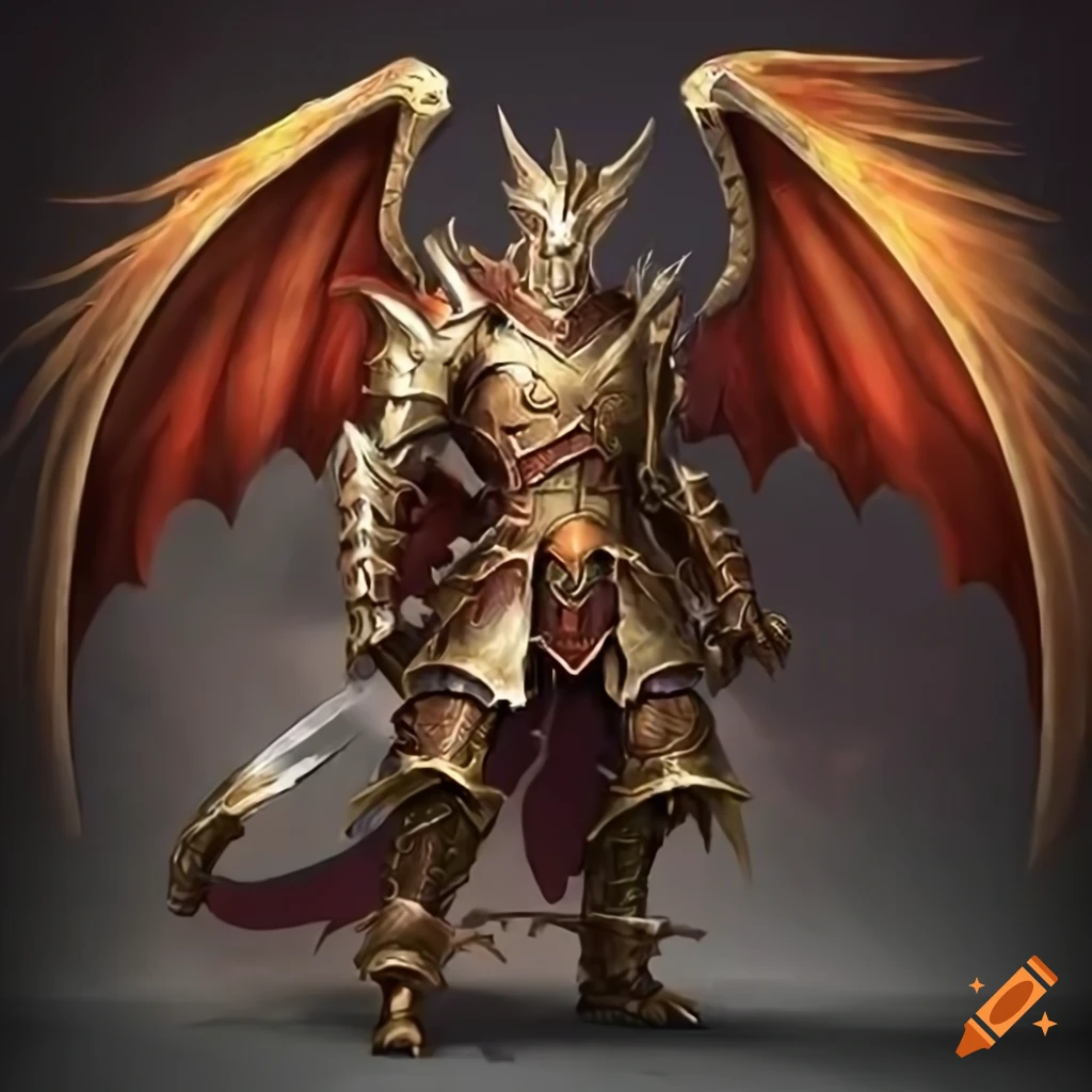 Image of a formidable dragon warrior in stunning armor on Craiyon