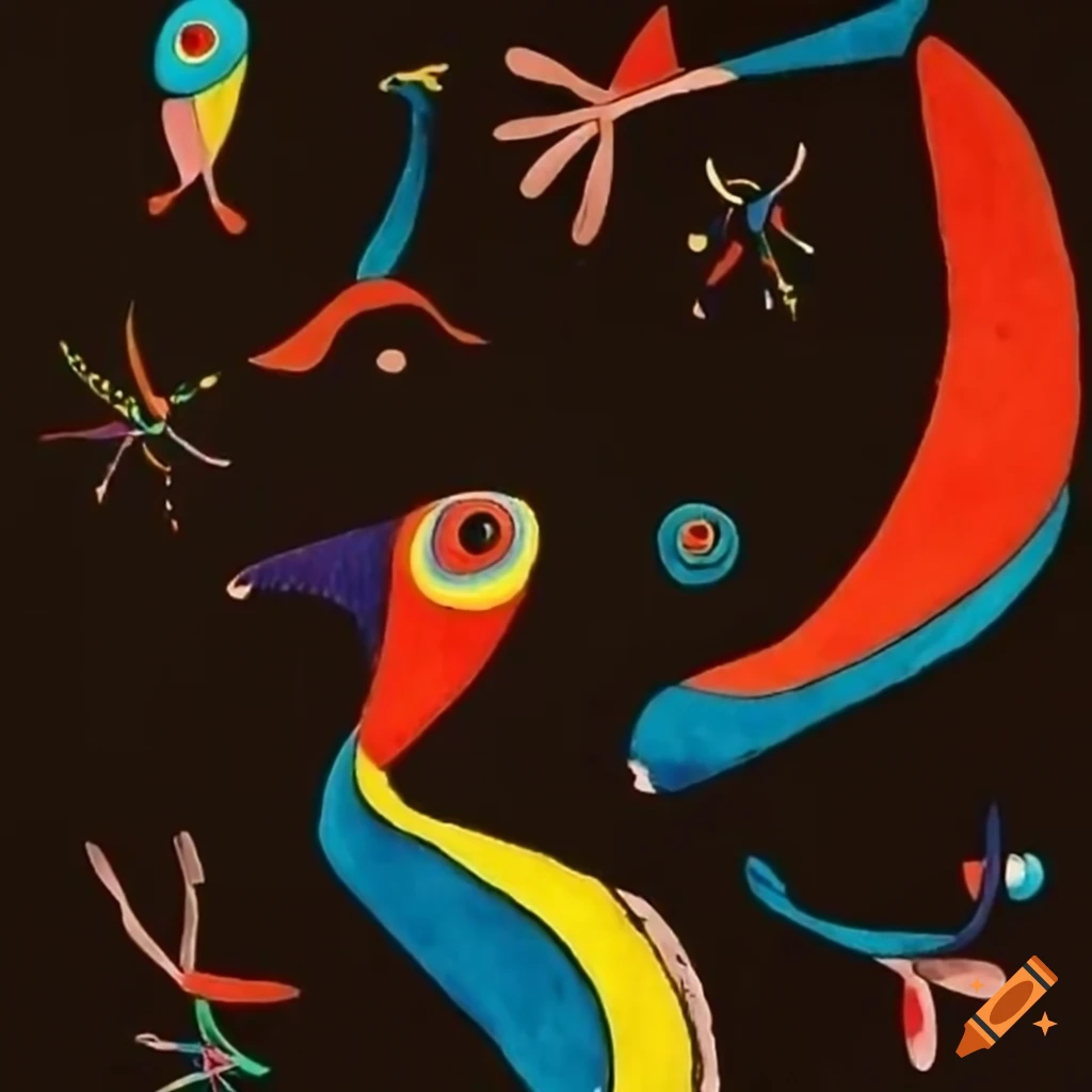 Painting of joan miro's birds in paradise