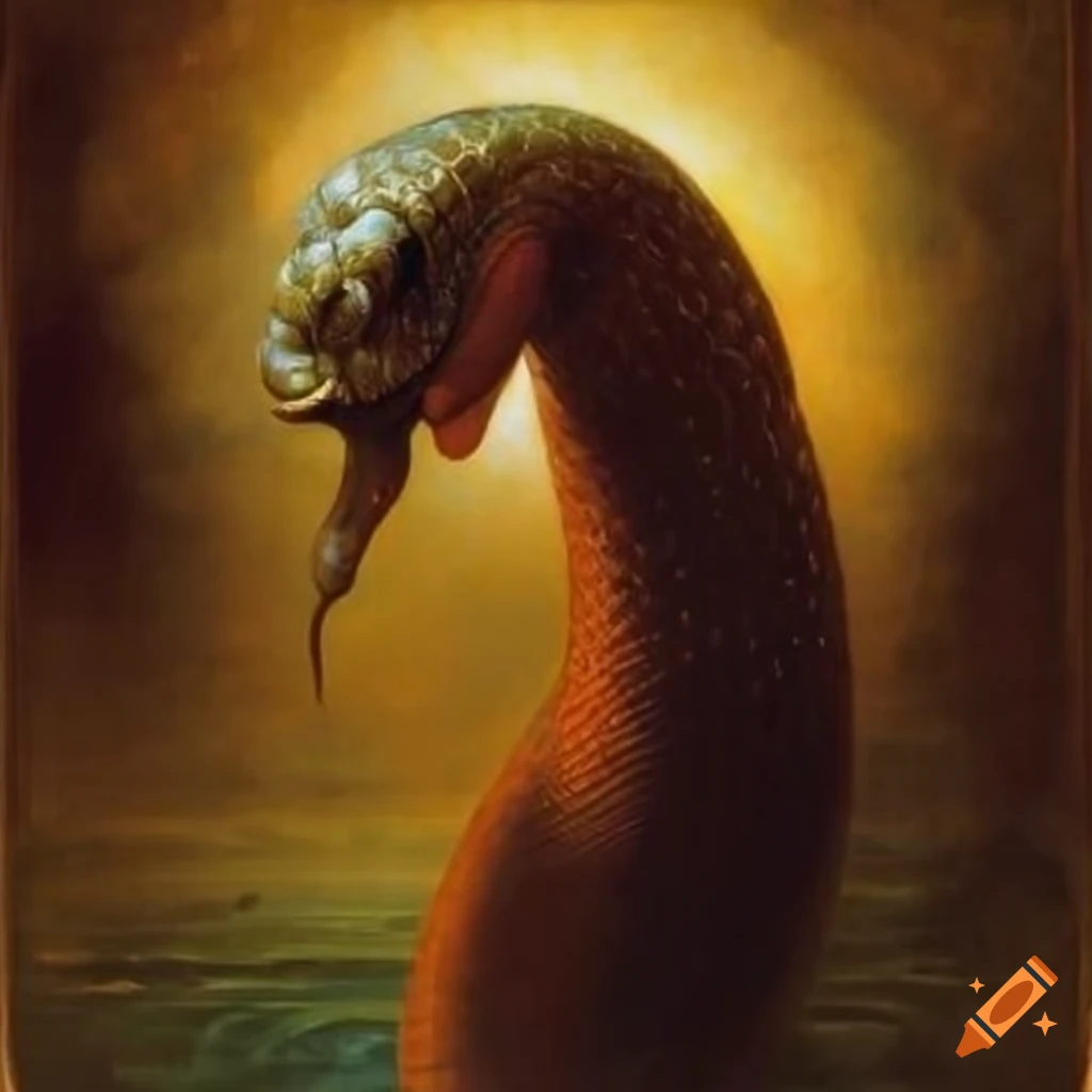 Painting of a sea serpent by lord leighton frederic
