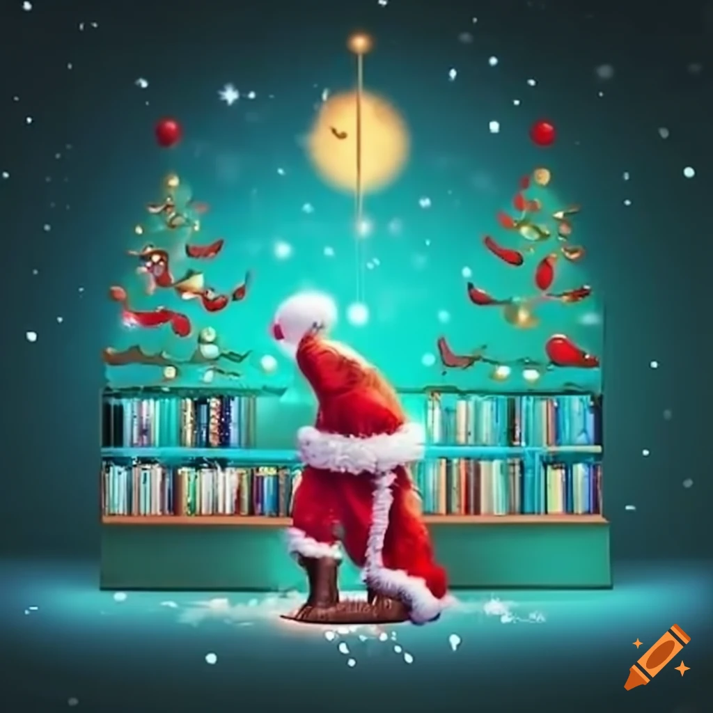 Librarian exploring artificial intelligence during christmas on Craiyon