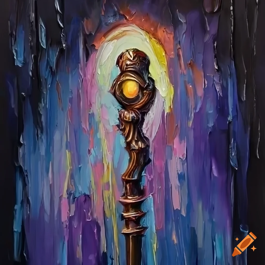 Detailed painting of a shining magic staff on Craiyon