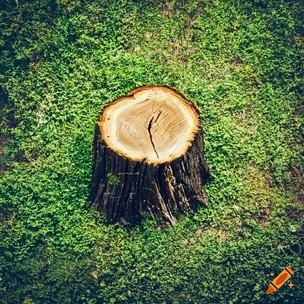 Transparent top-down view of a tree stump on Craiyon