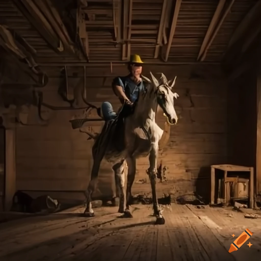 Construction worker riding a unicorn on Craiyon