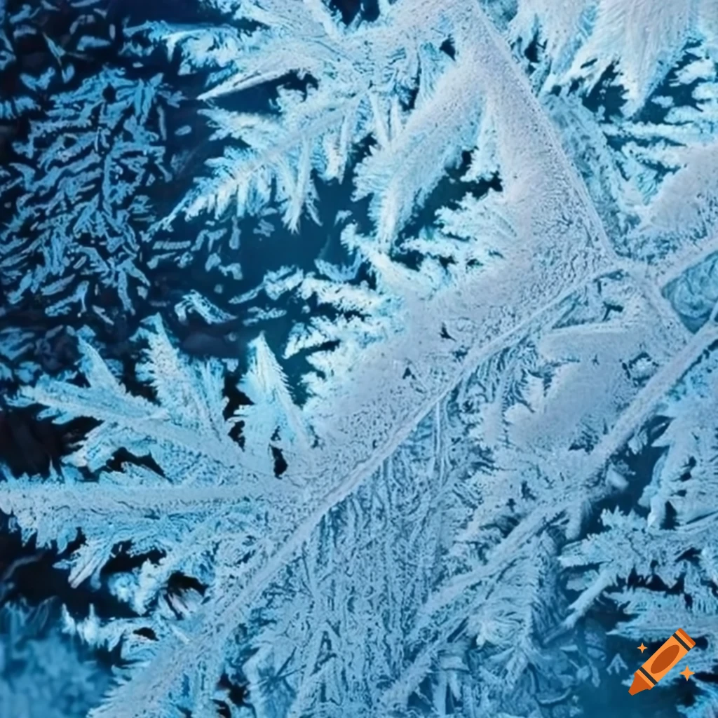 Frost patterns on a frozen window on Craiyon
