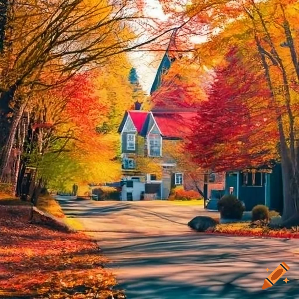 Scenic new england town during autumn on Craiyon