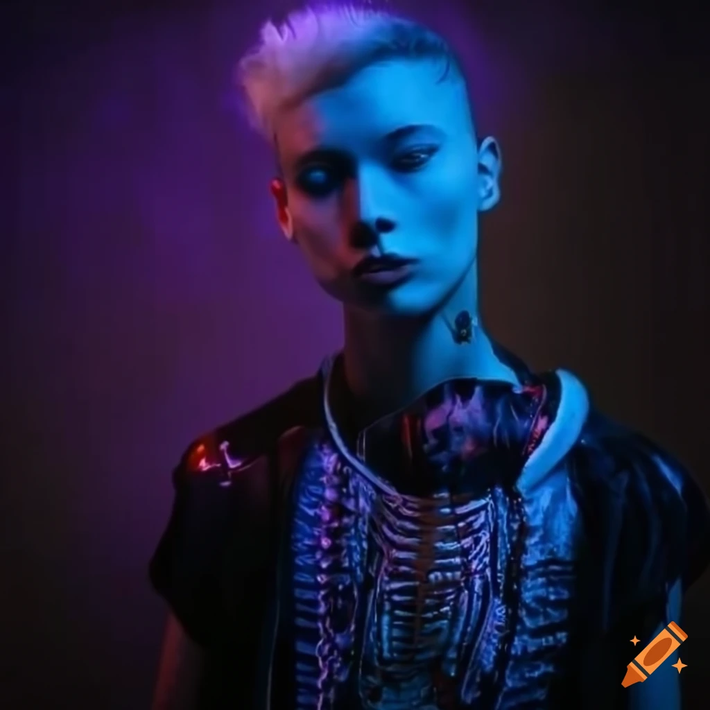 Cyberpunk depiction of a skeleton boy on Craiyon