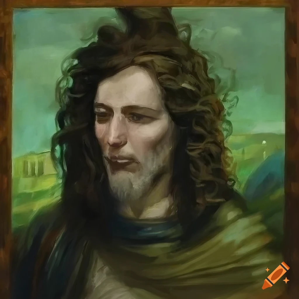 Painting of a person tempted by sins in a medieval city on Craiyon