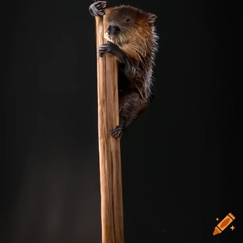 Beaver holding a pole on Craiyon