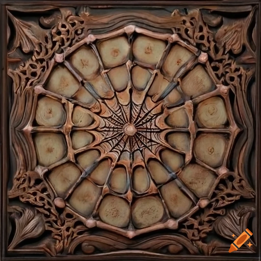 Victorian wooden spider web paneling on Craiyon
