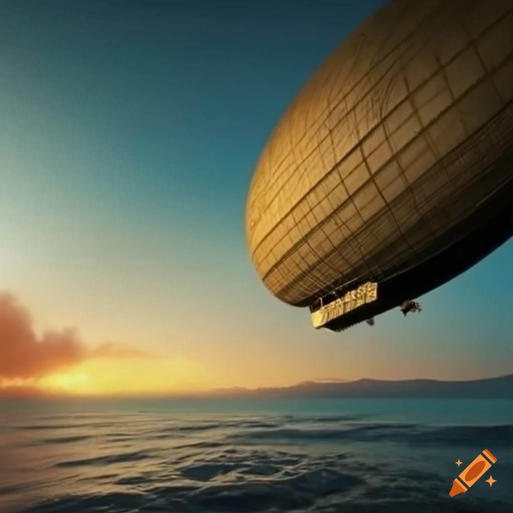 Vintage zeppelin emerging from a cave on Craiyon