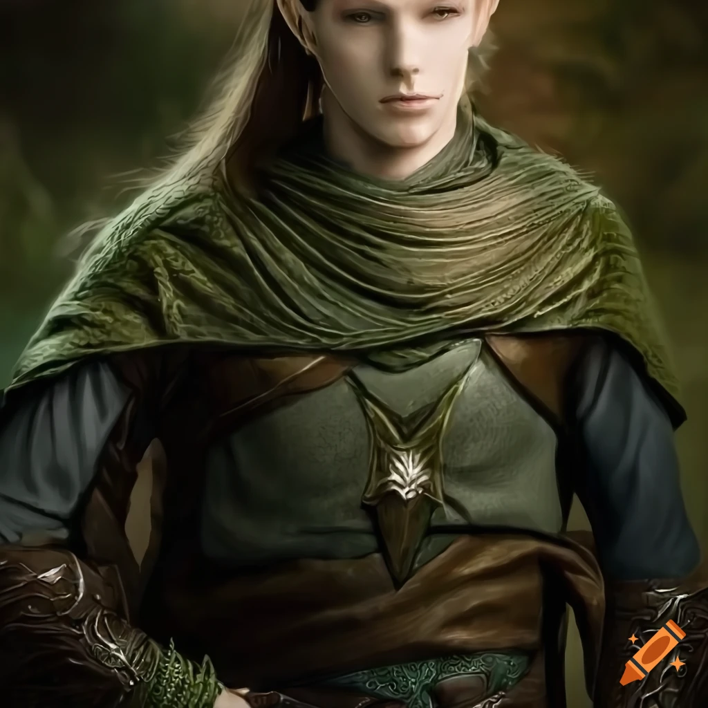 Model sheet of a male tolkien elf in elven hunter outfit on Craiyon