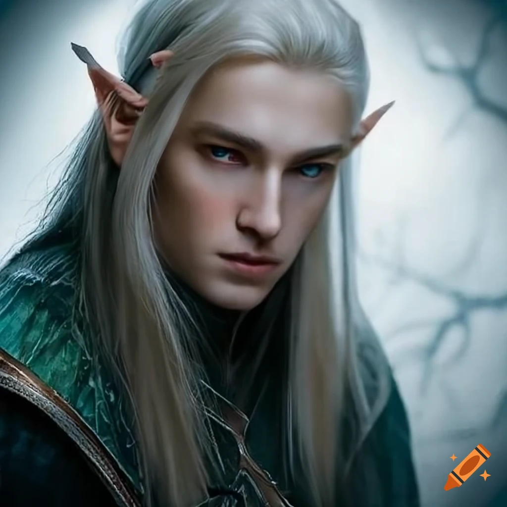 Tolkien elf in white winter outfit