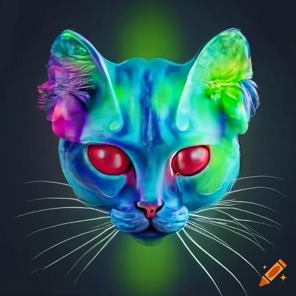 Colorful alien cat with flower-shaped head on Craiyon