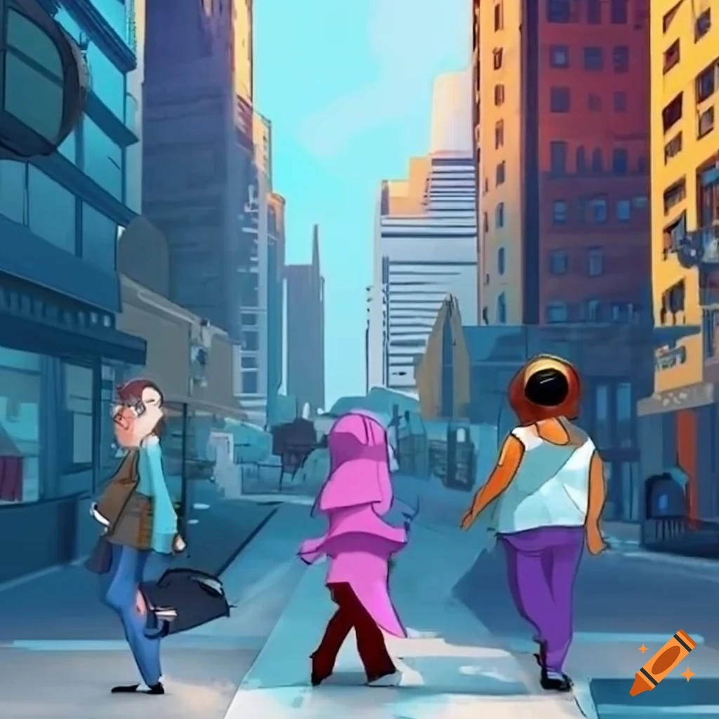 Cartoon cityscape for walking animation