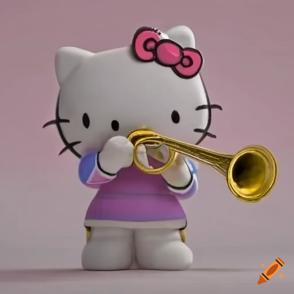 Hello kitty playing trumpet in a marching band on Craiyon