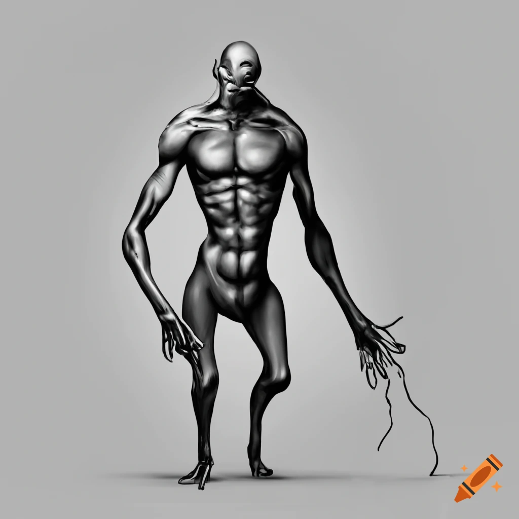 Image of a fantasy humanoid with elongated torso and short legs on Craiyon