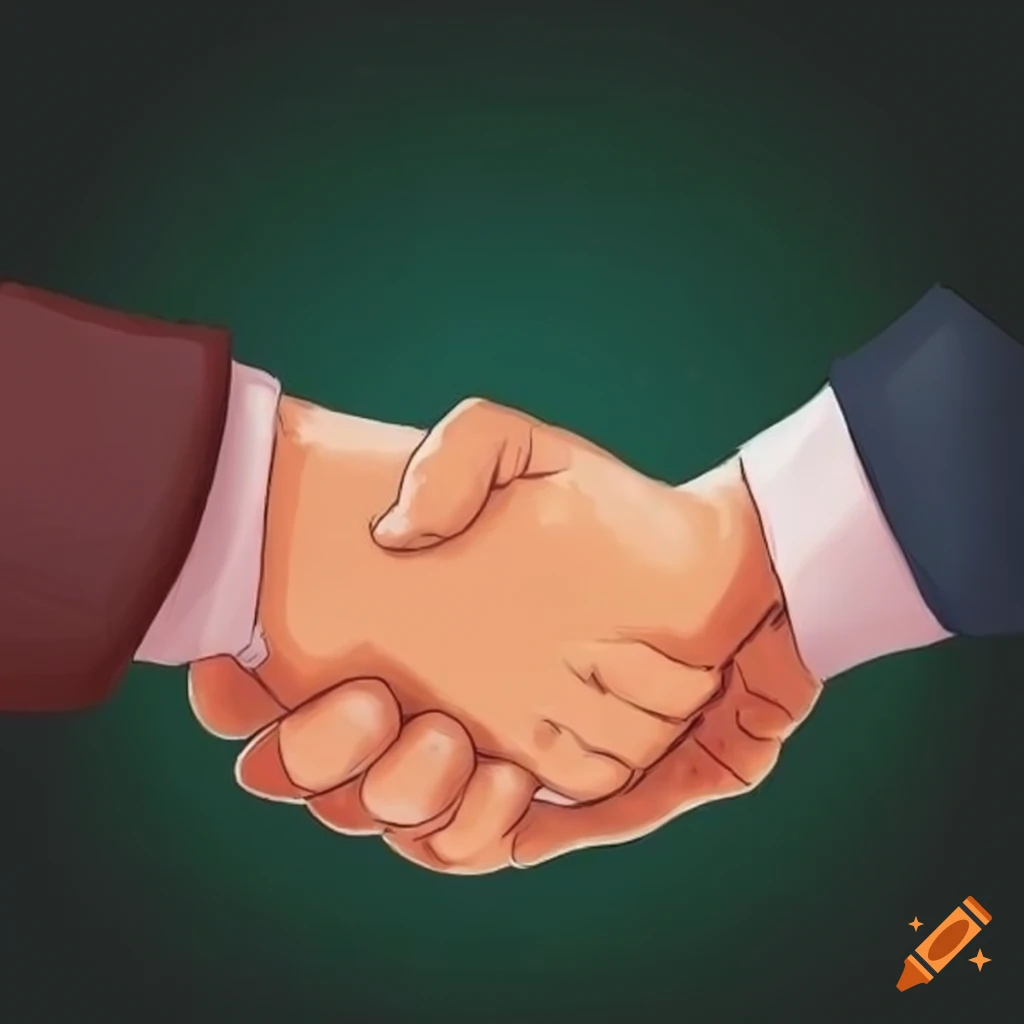 Illustration of a handshake between two objects