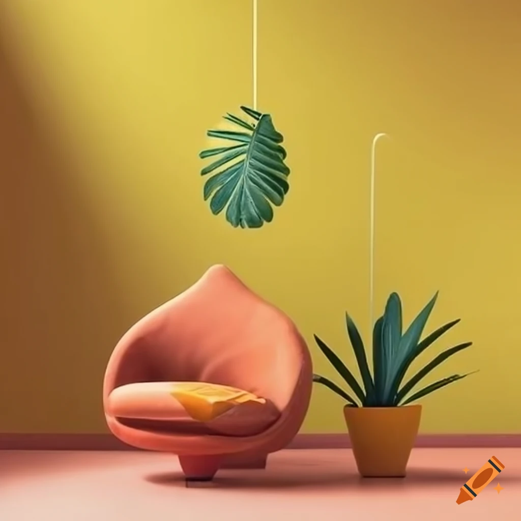 Mustard yellow tiny house with tropical plants